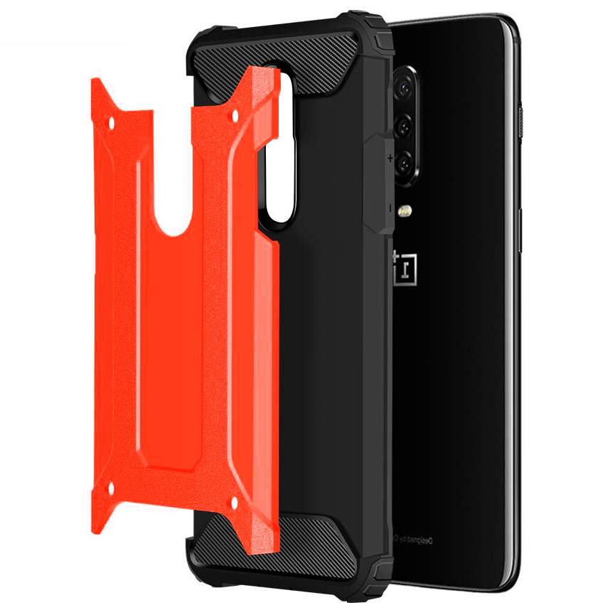 Military Defender Shockproof Case for OnePlus 7 Pro (Red)